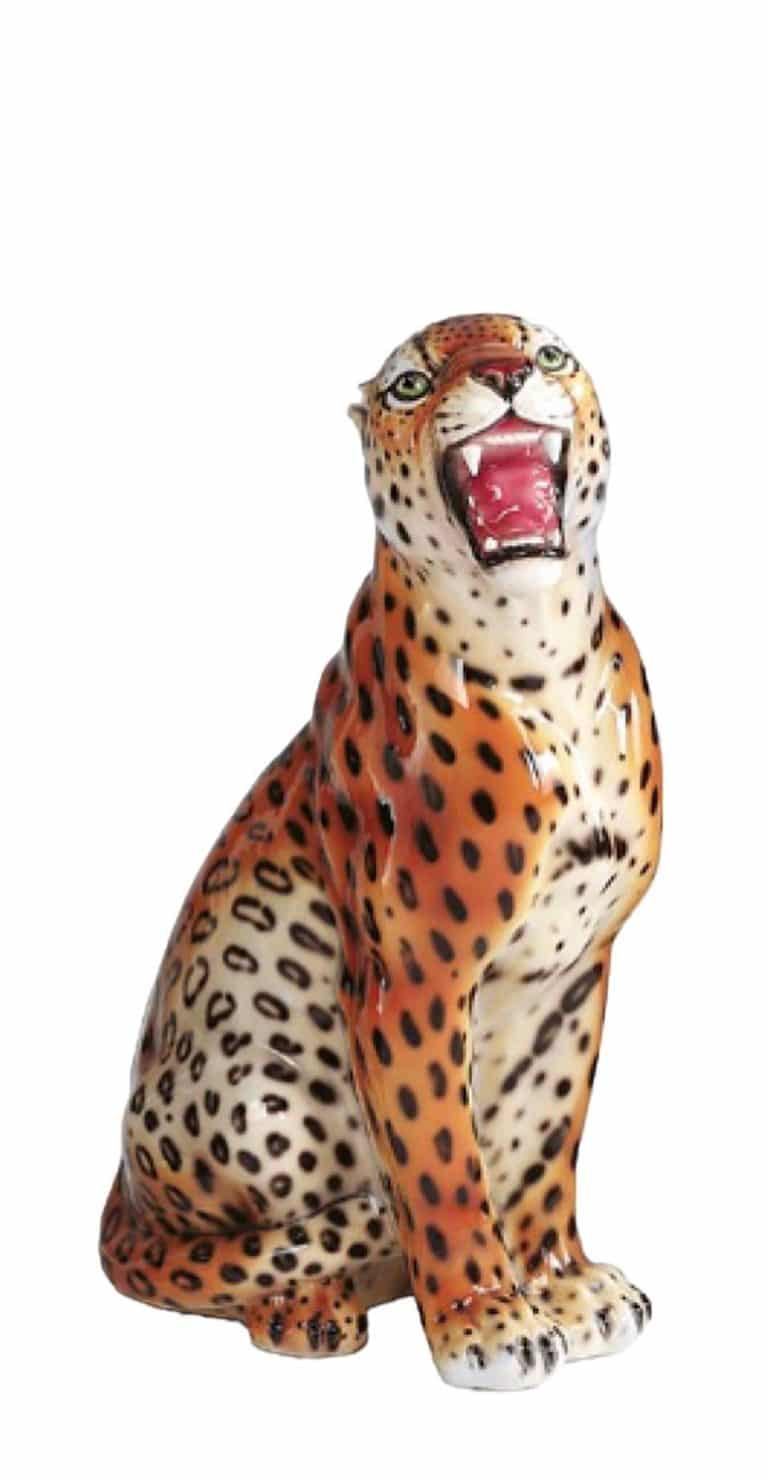 Glasprinsen - Figurin - Katter - Leopard porslin Höjd 62 cm - Glasprinsen