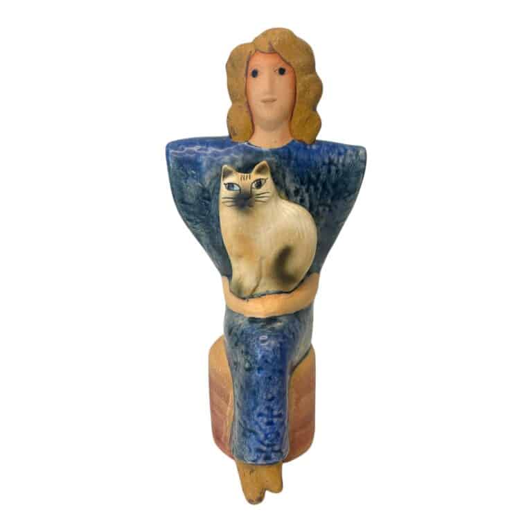 Gustavsberg - Woman / Lady with brown black Cat design Lisa Larson ...